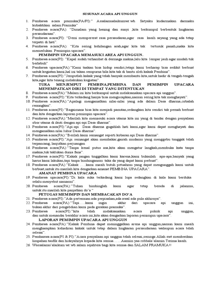 Susunan Upacara Api Unggun | PDF