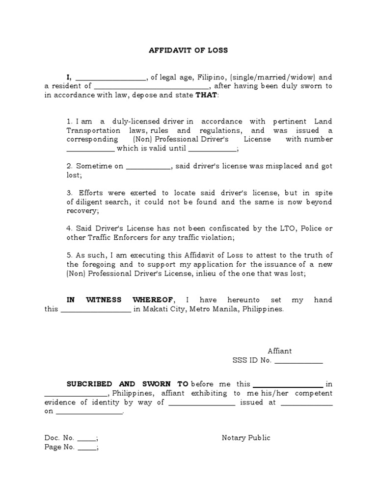 Affidavit of Loss | PDF