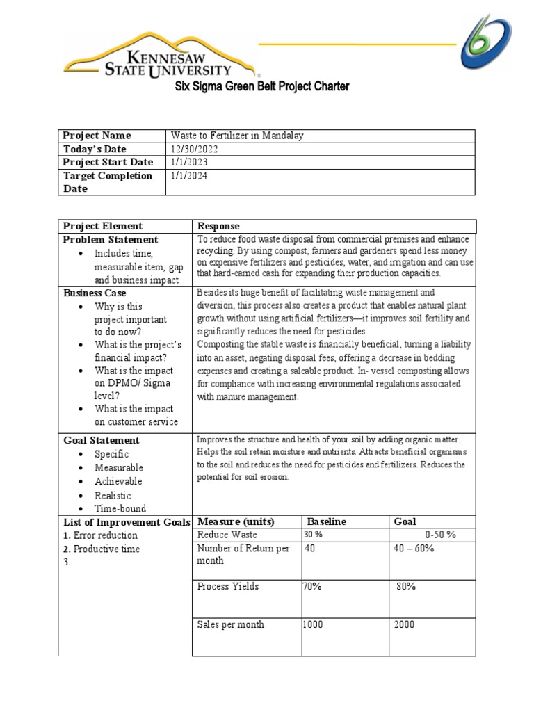 Green Belt Capstone Project | PDF | Six Sigma | Compost
