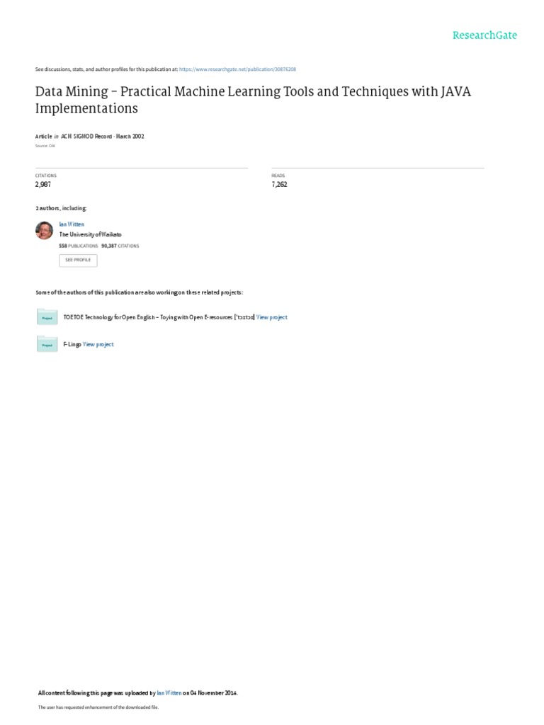 Data Mining - Practical Machine Learning Tools AndTechniques With Java Implementations | PDF ...