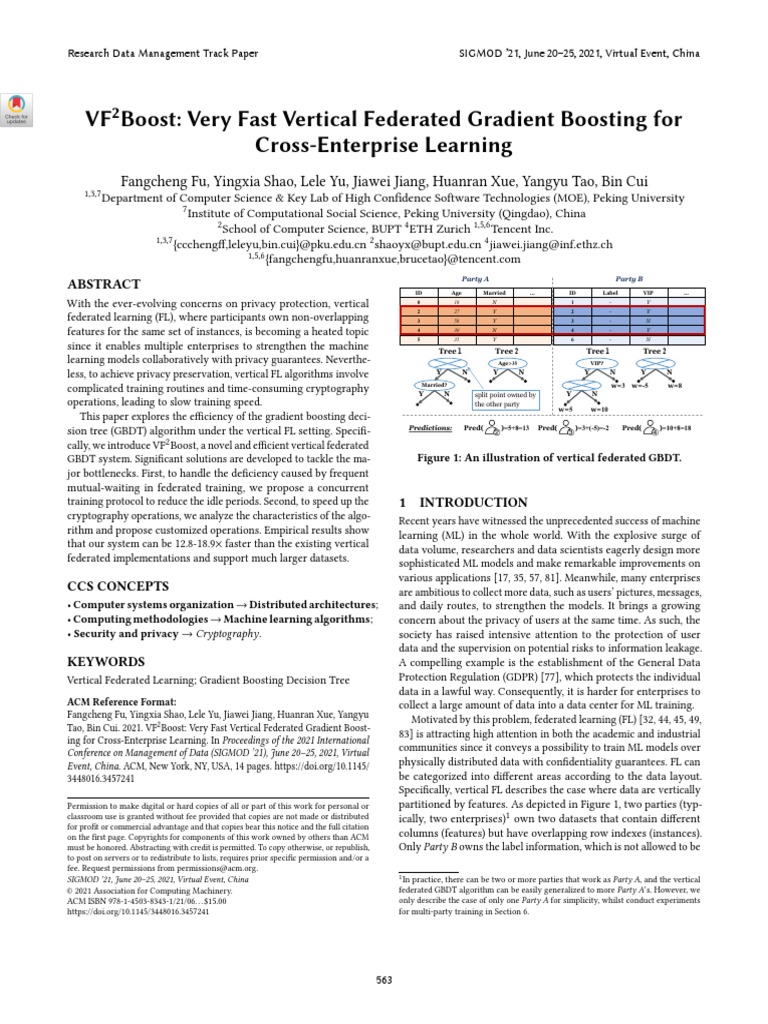非常快速跨企业垂直联邦梯度增强Very Fast Vertical Federated Gradient Boosting for Cross ... 非常快速跨企业垂直联邦梯度增强Very Fast Vertical Federated Gradient Boosting for Cross ...
