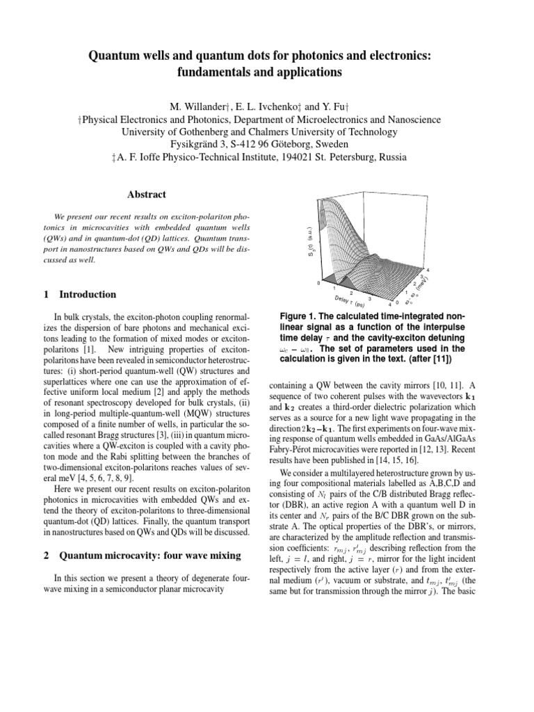 Quantum Wells and Quantum Dots For Photonics | PDF | Field Effect ...