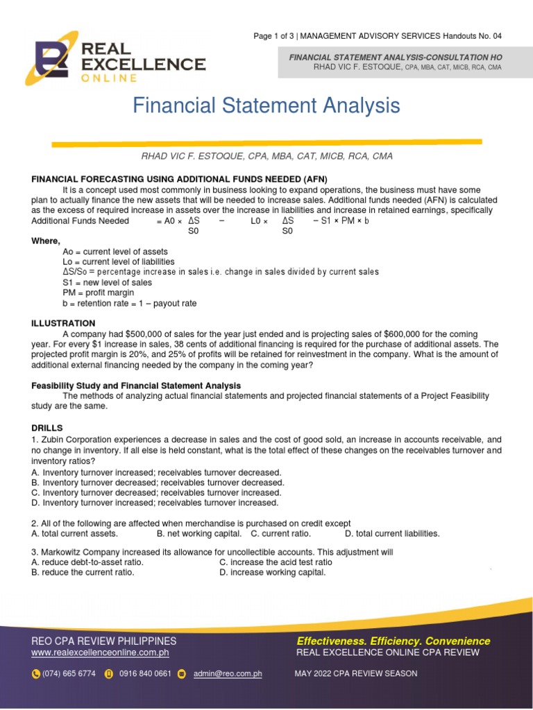 04 REO HO-MAS FS Analysis Consultation HO | PDF | Leverage (Finance) | Capital Structure