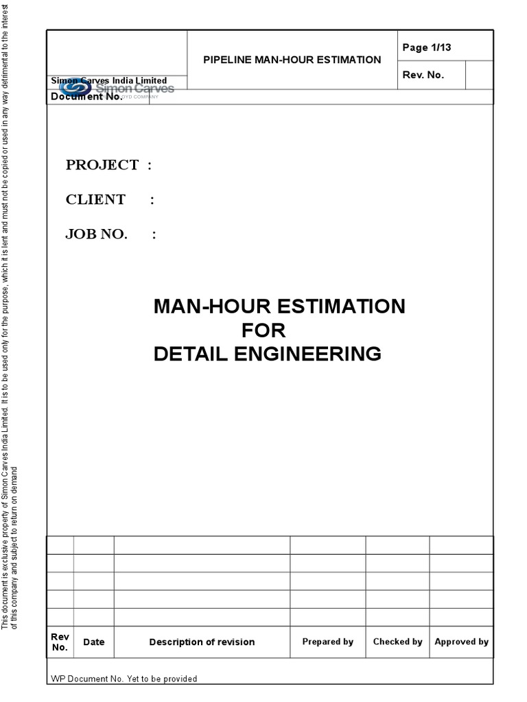 Manhour Estimation Sheet | PDF | Computing