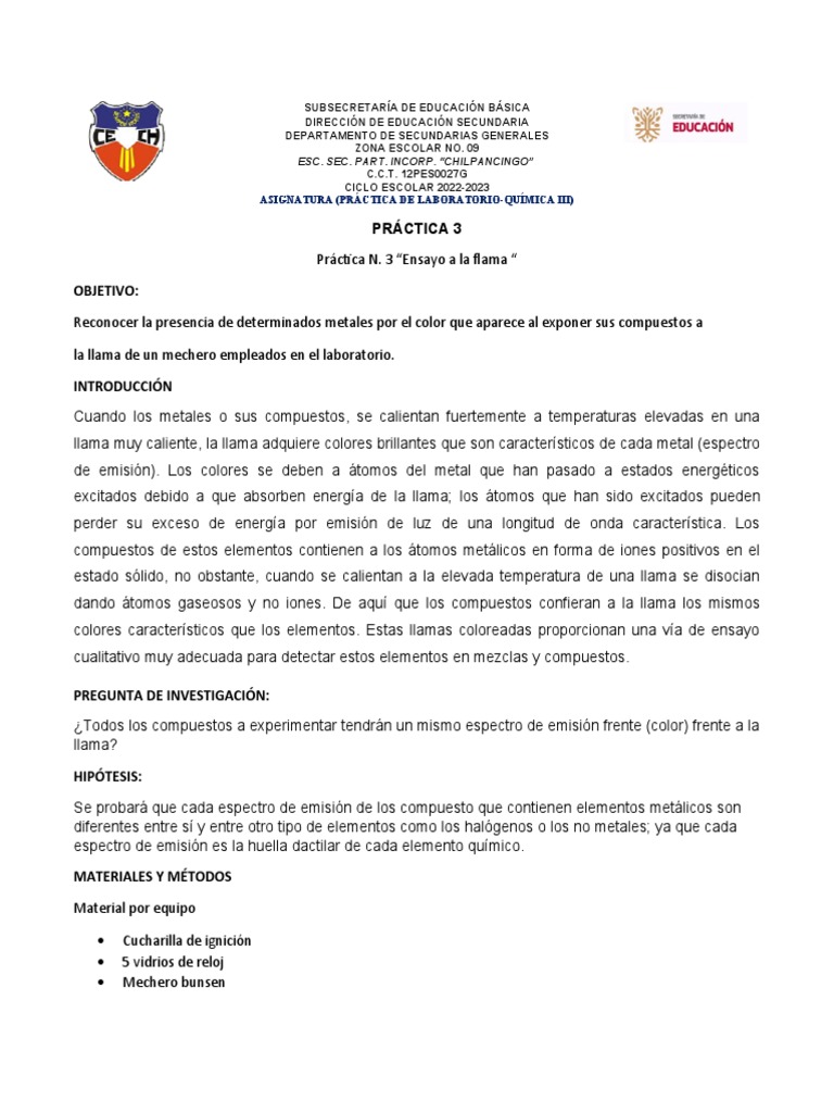 Practica N. 2 sublimación de yodo | PDF | Espectro de emisión | Compuestos químicos