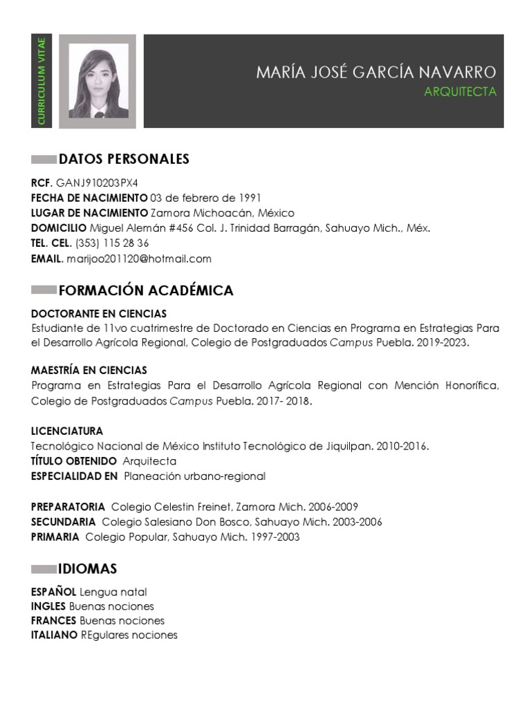 María José García Navarro: CV y Formación | PDF | México