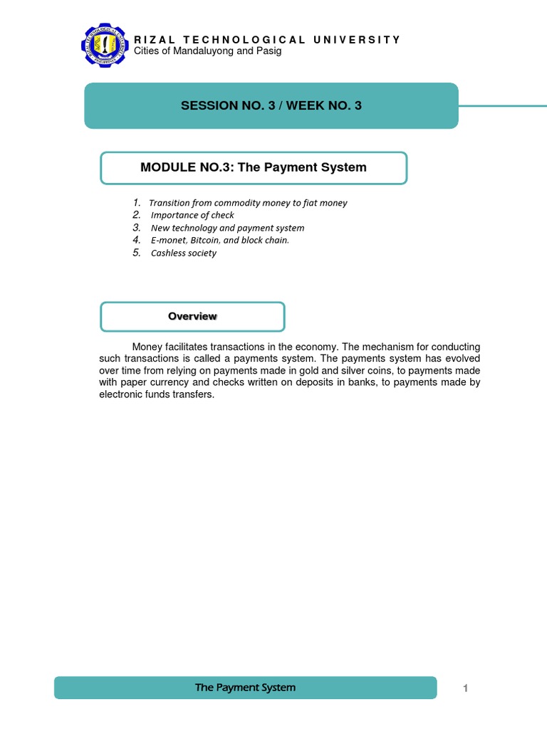 Chapter 3 - The Payment System | PDF | Money | Bitcoin