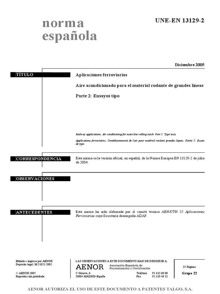 Une-En - 13129-2 2005 (Cancelada) | PDF | Europa | Temperatura