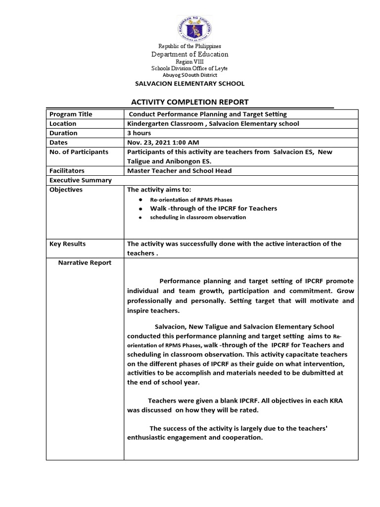 Acr - Per - Planing and Target Setting | Download Free PDF | Teachers ...