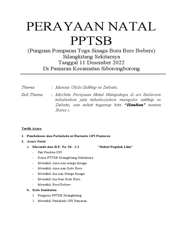 Perayaan Natal PPTSB | PDF