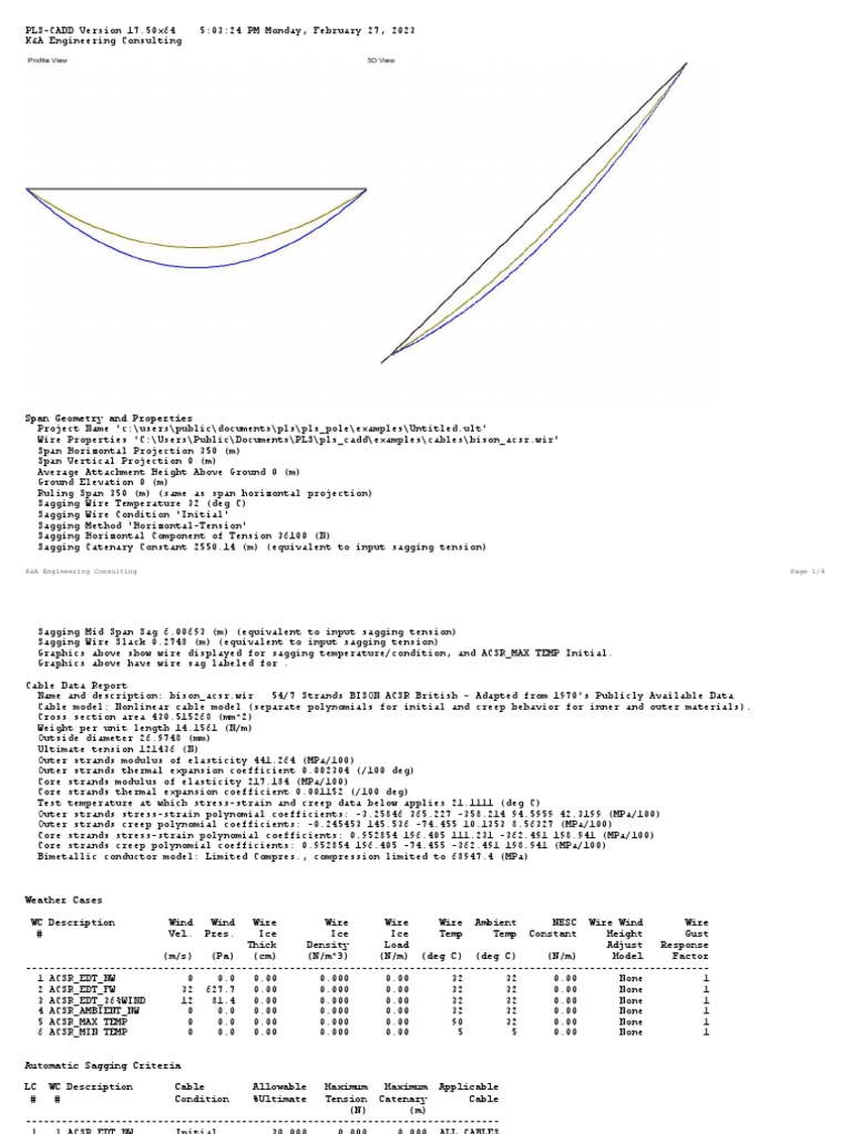 Sag-Tension Report | PDF | Wire | Creep (Deformation)