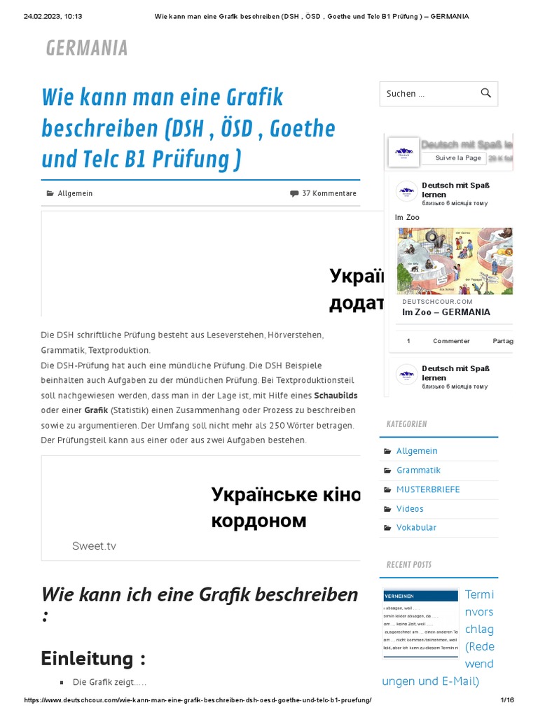 Wie Kann Man Eine Grafik Beschreiben (DSH, ÖSD, Goethe Und Telc B1 ...