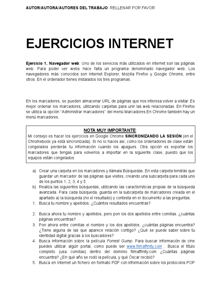 Guía de Ejercicios de Internet y Búsquedas Avanzadas | PDF | Red ...