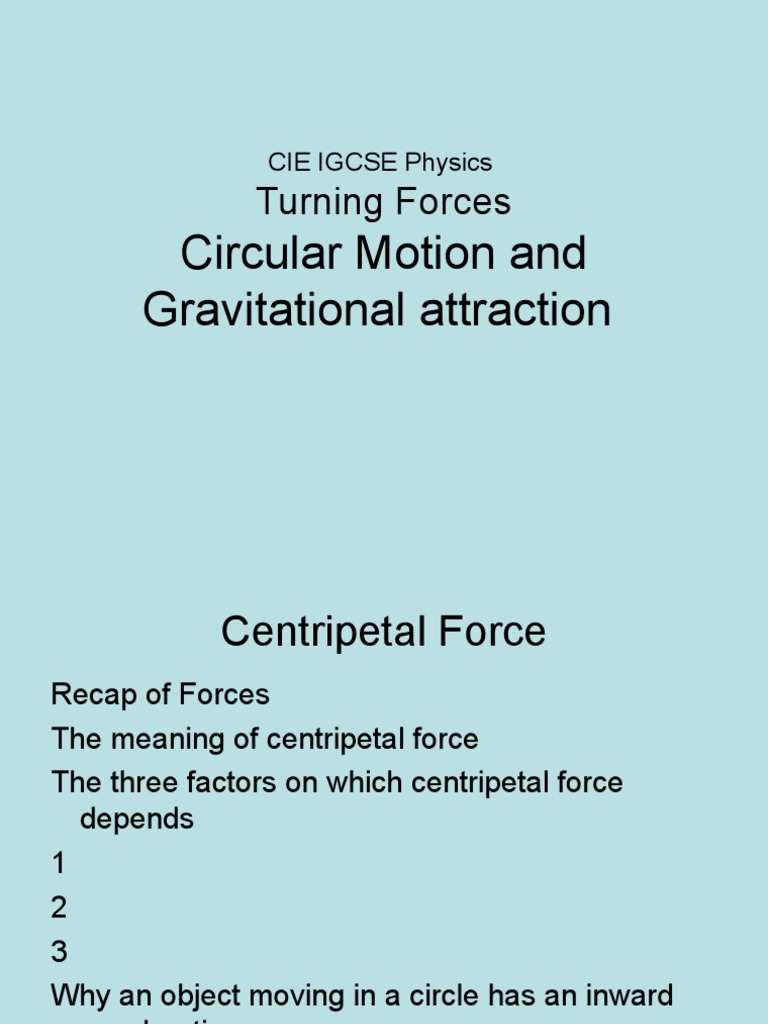 CIE IGCSE Physics Circular Motion and Gravitational Attraction | PDF ...