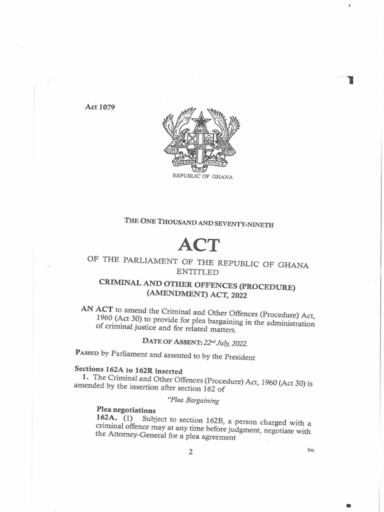Criminal and Other Offences (Procedure) (Amendment) Act, 2022 (Act 1079 ...