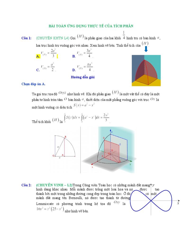 BÀI TOÁN ỨNG DỤNG THỰC TẾ CỦA TÍCH PHẦN | PDF