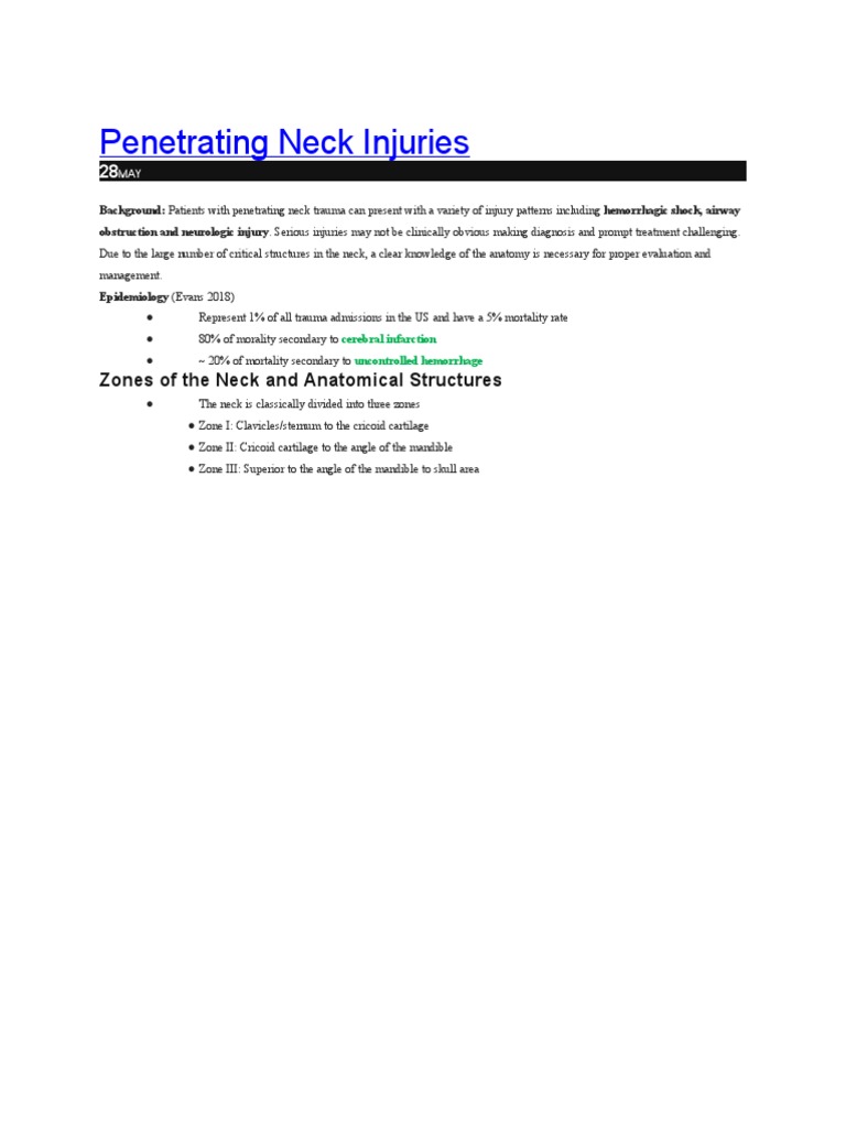 Hard Signs in Penetrating Neck Trauma | PDF | Injury | Neck