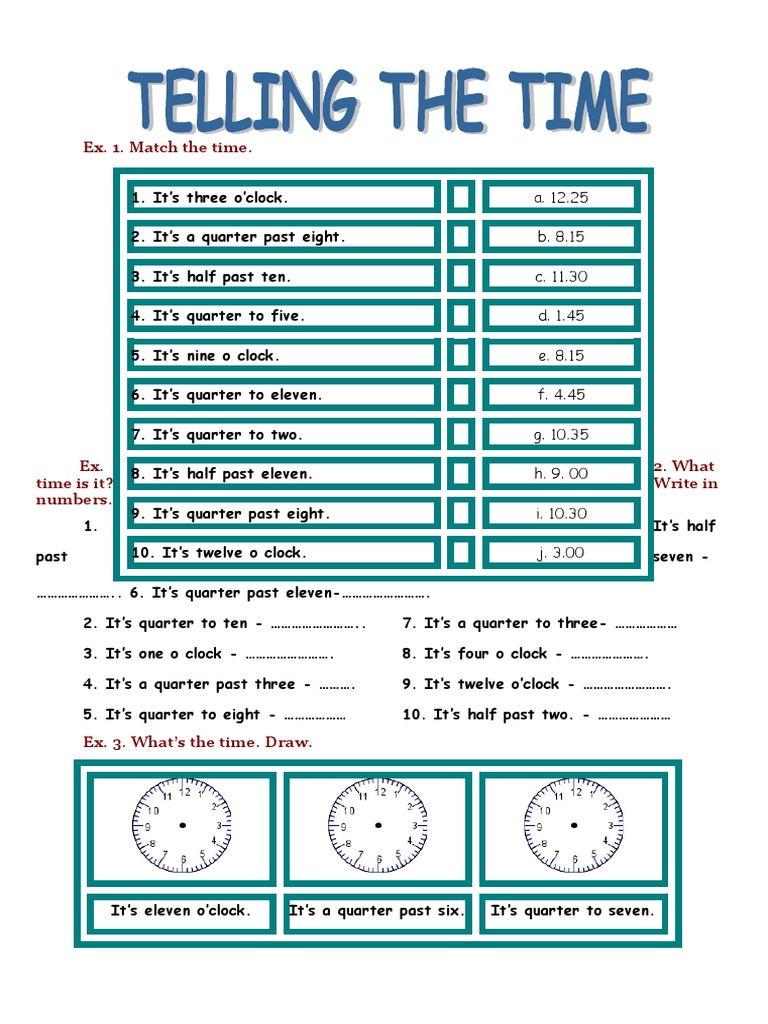 Time-Telling Exercises for Students | PDF