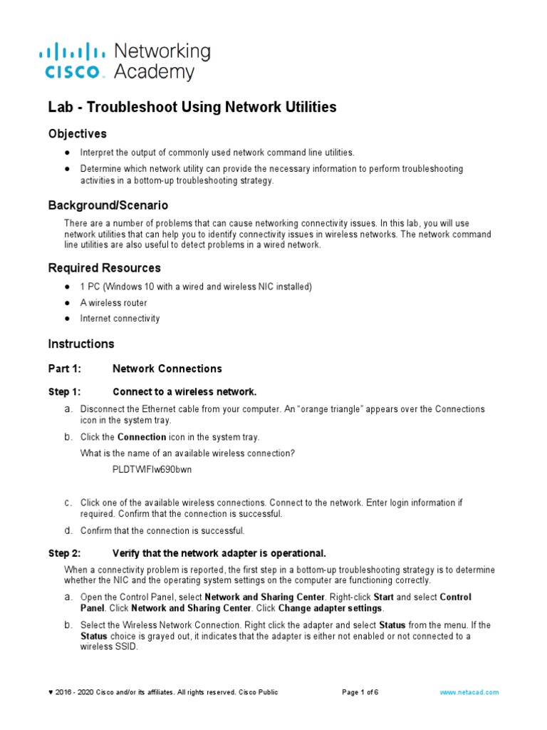 Joshua Castromayor - 20.3.12 Lab - Troubleshoot Using Network Utilities ... Joshua Castromayor - 20.3.12 Lab - Troubleshoot Using Network Utilities ...