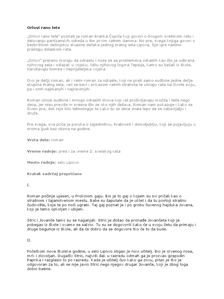Orlovi Rano Lete Prepricano | PDF