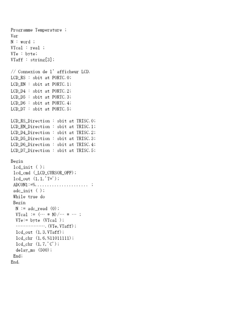 Programme Température | PDF