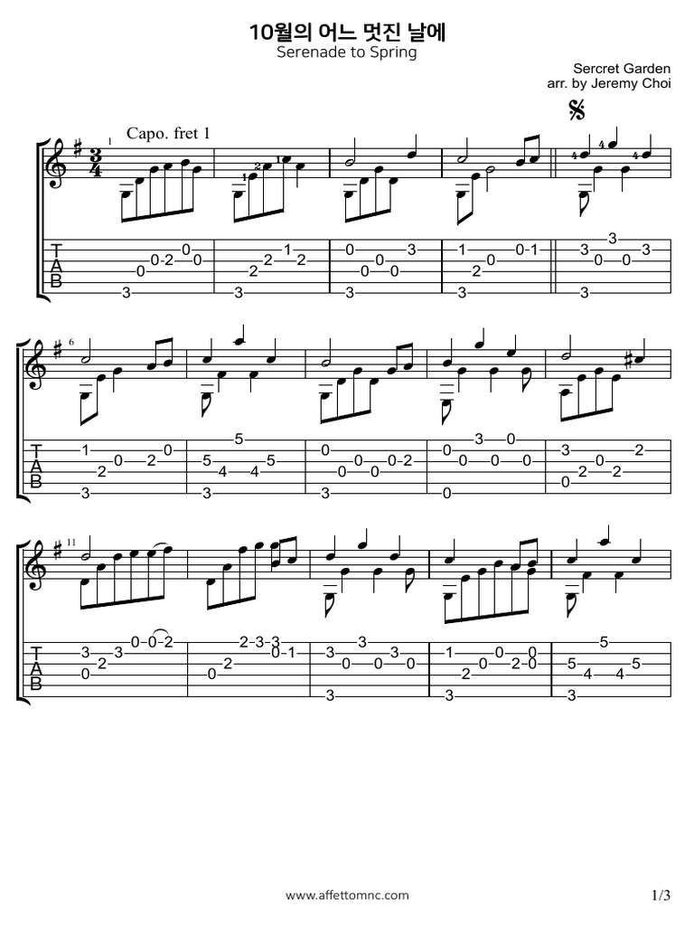 Serenade to Spring Guitar Tab | PDF | Chordophones | Necked Lutes
