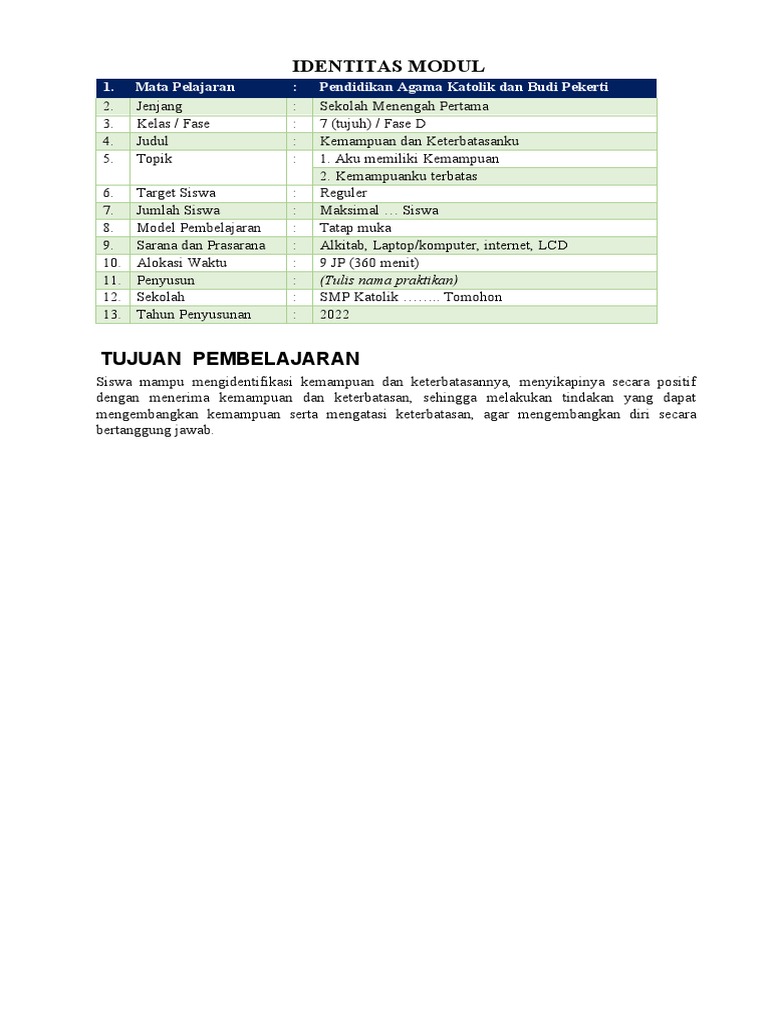 Identitas Modul (Format) | PDF