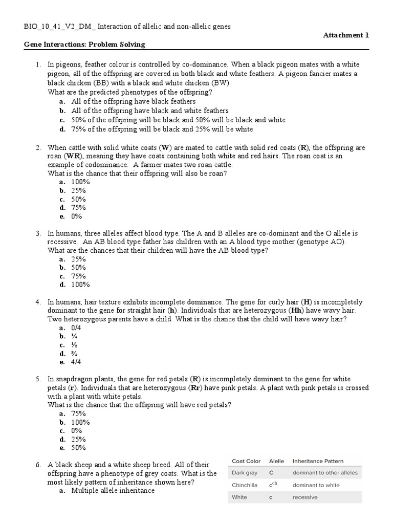 BIO - 10 - 41 - V2 - DM - Interaction of Allelic and Non-Allelic Genes ...