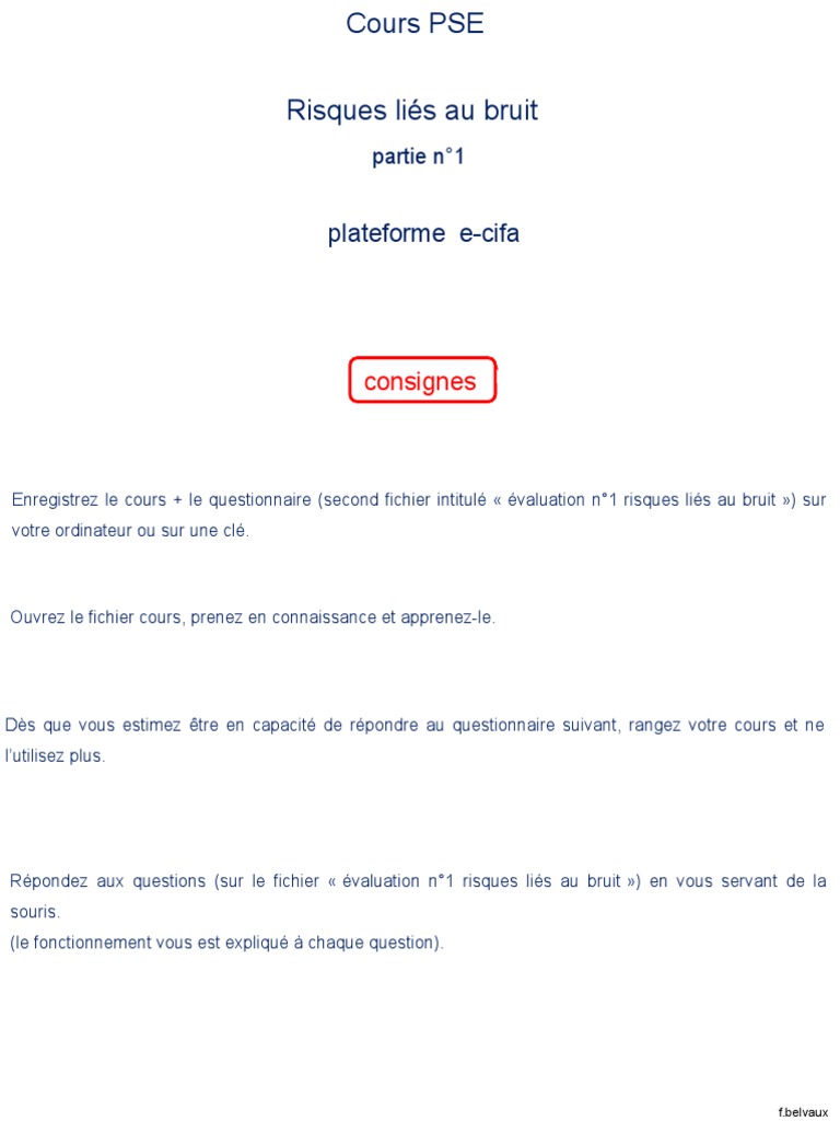 Plateforme E-Cifa: Consignes | PDF