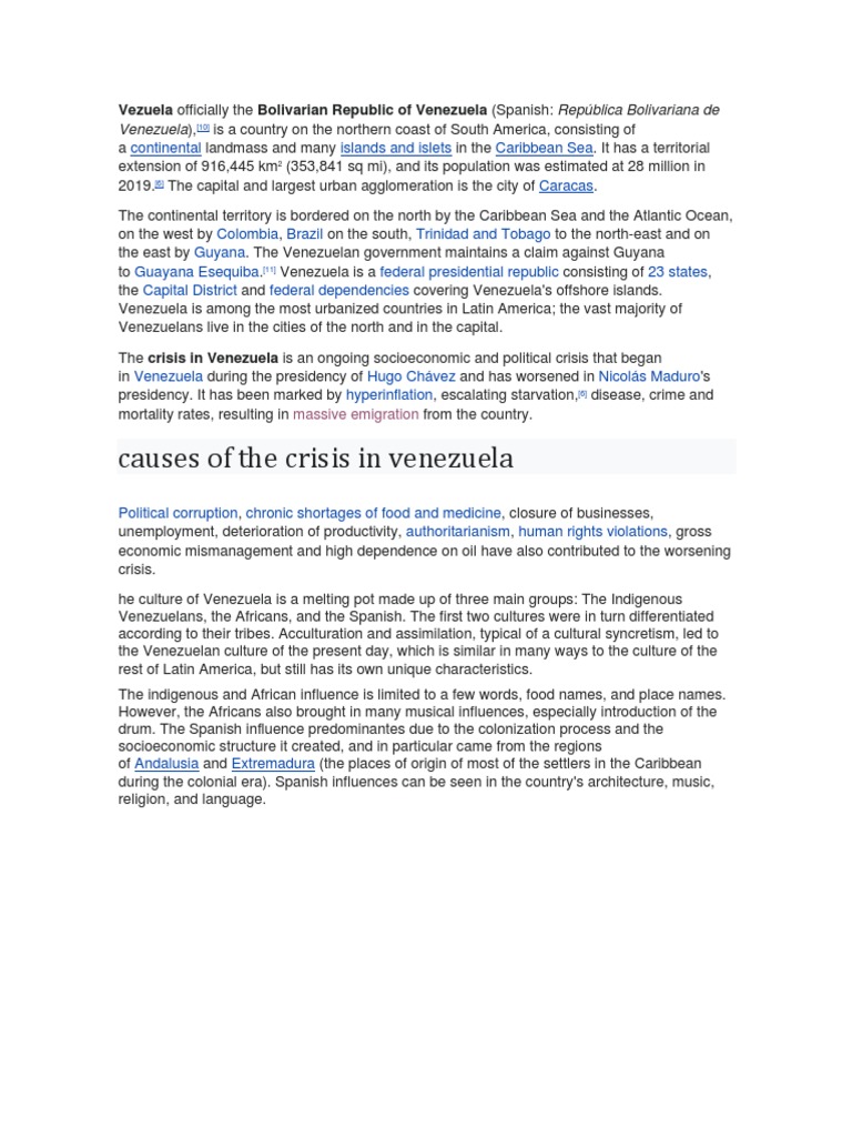 Vezuela para Ingles | PDF | Venezuela | Politics Of Venezuela