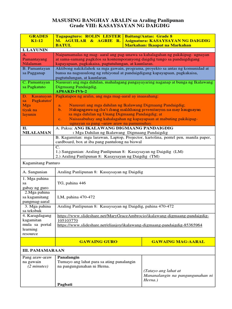 Detailed Lesson Plan Final Argie and Lester | PDF