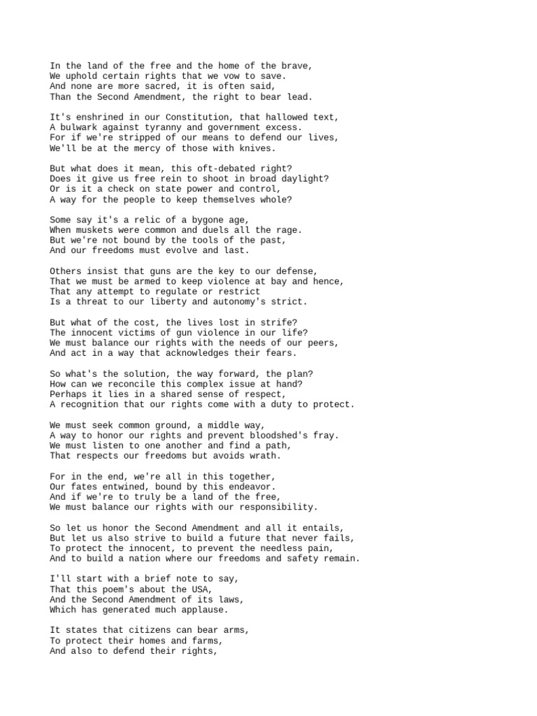 2nd Amend Poem | PDF | Second Amendment To The United States ...