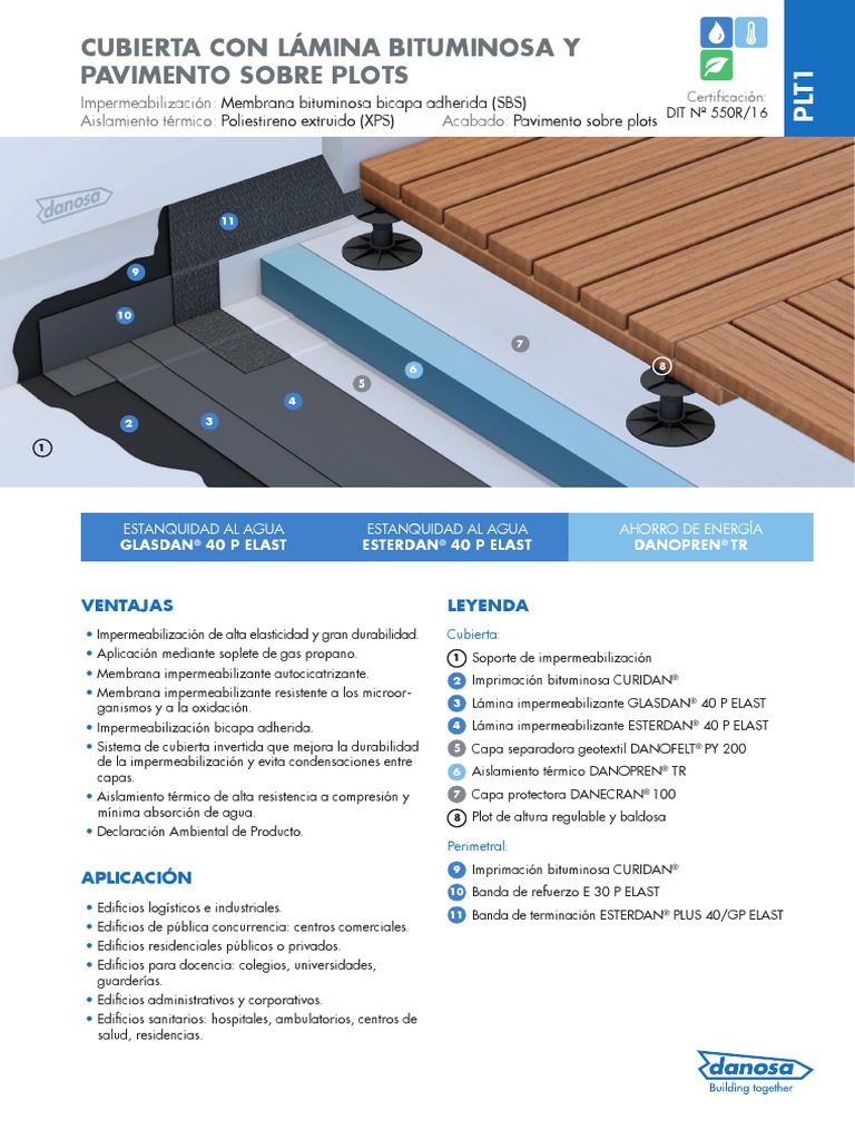 Danosa Ficha Sistema plt1 | PDF | Materiales | Ciencia de los Materiales