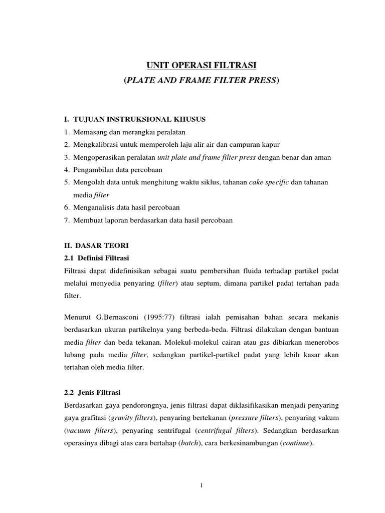 Operasi dan Teori Filter Press | PDF