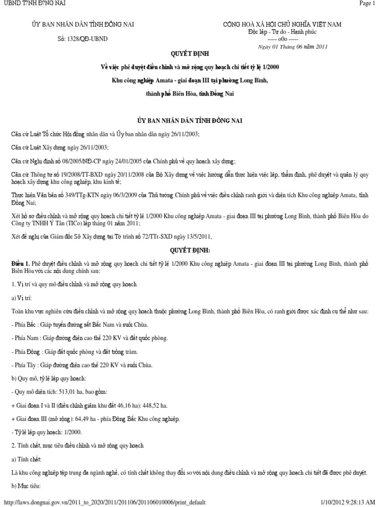 KCN Amata-Giai Doan III - Long Binh-Bien Hoa-Dong Nai | PDF