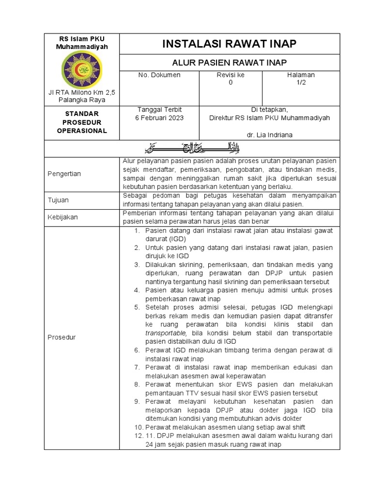 Alur Pasien Rawat Inap RS PKU | PDF