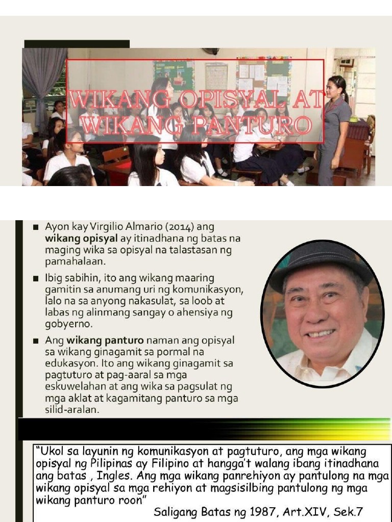 Aralin 3 Wikang Opisyal at Wikang Panturo | PDF