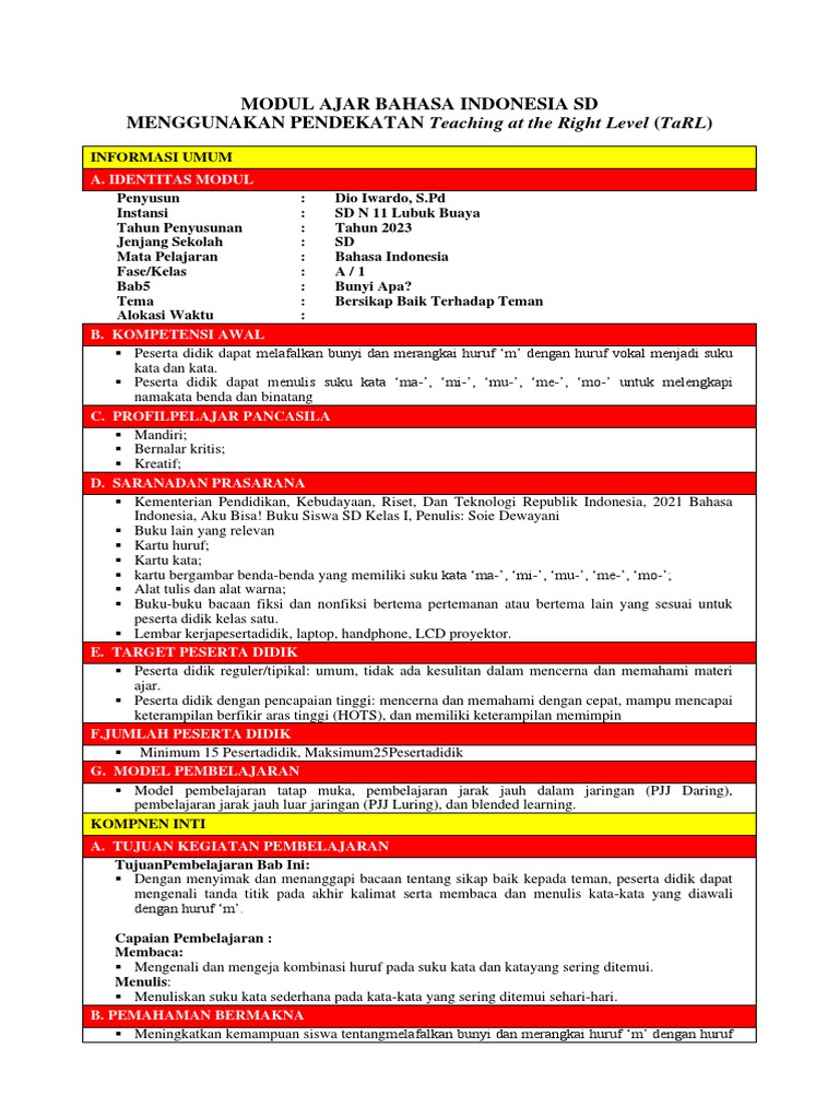 Bahan Ajar (Tarl) | PDF