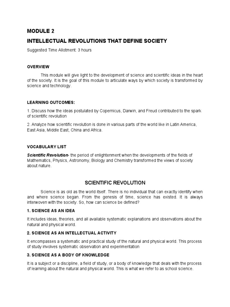 MODULE 2 Intellectual Revolutions | PDF | Science | Nicolaus Copernicus