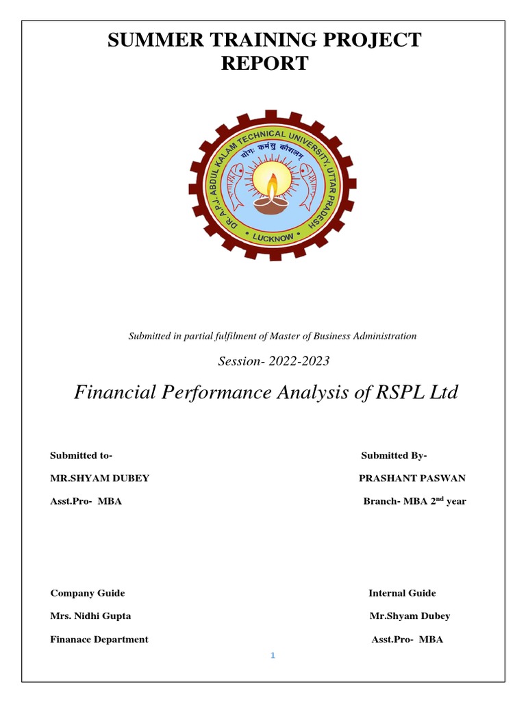 Financial Performance Analysis of RSPL L | PDF | Economy Of India | Economic Growth