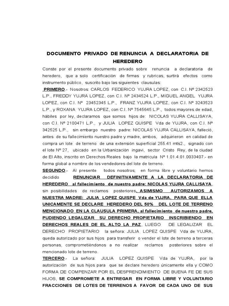 Renuncia Declaratoria | PDF