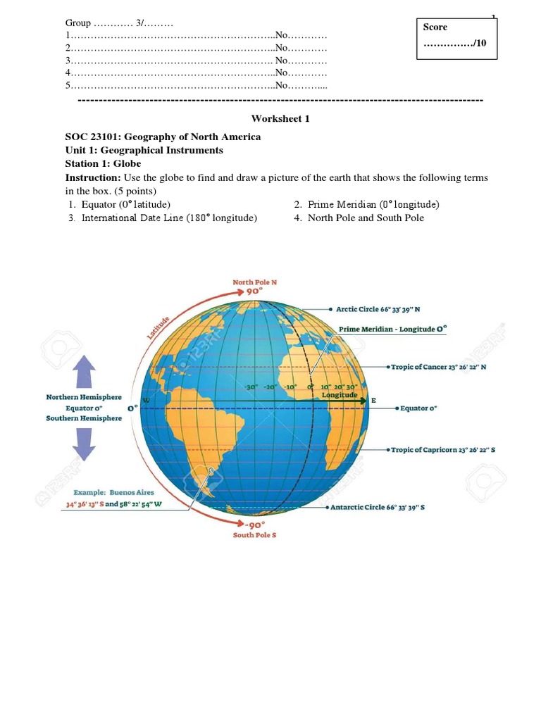 Worksheet 1 Station Activity Key | PDF | Longitude | Latitude