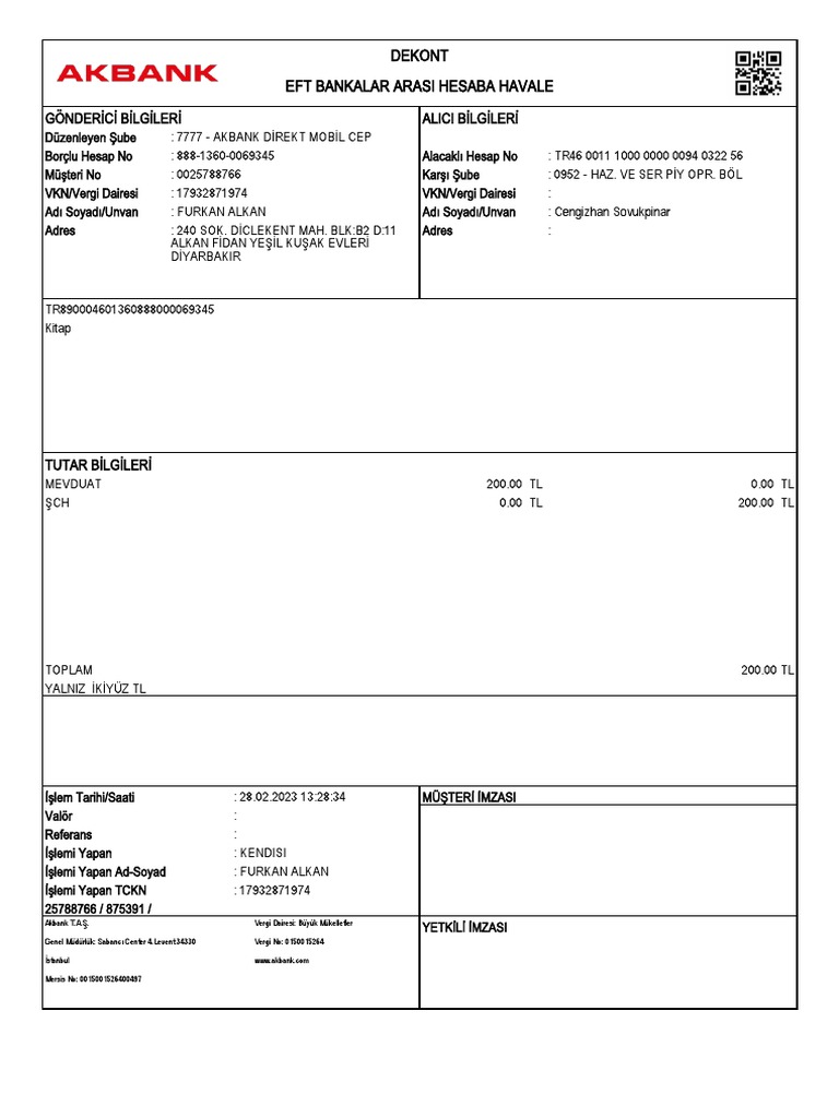 Akbank Dekont-1 | PDF