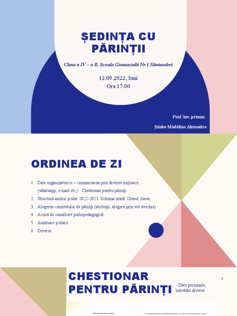 Sedinta Cu Parintii 12.09.2022 Model | PDF