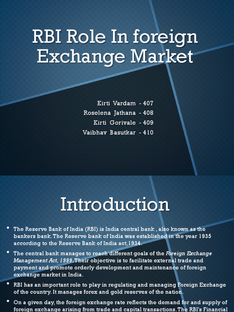 RBI Role in Foreign Exchange Market | PDF | Reserve Bank Of India ...