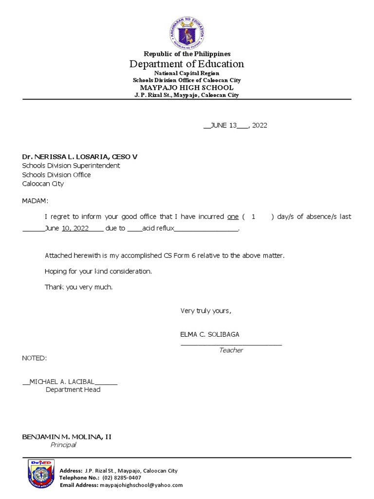 Explanation Letter Absent | PDF | Wellness