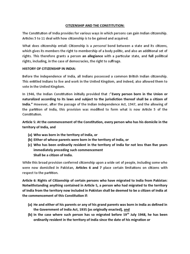 Citizenship and The Constitution | PDF | Citizenship | Domicile (Law)
