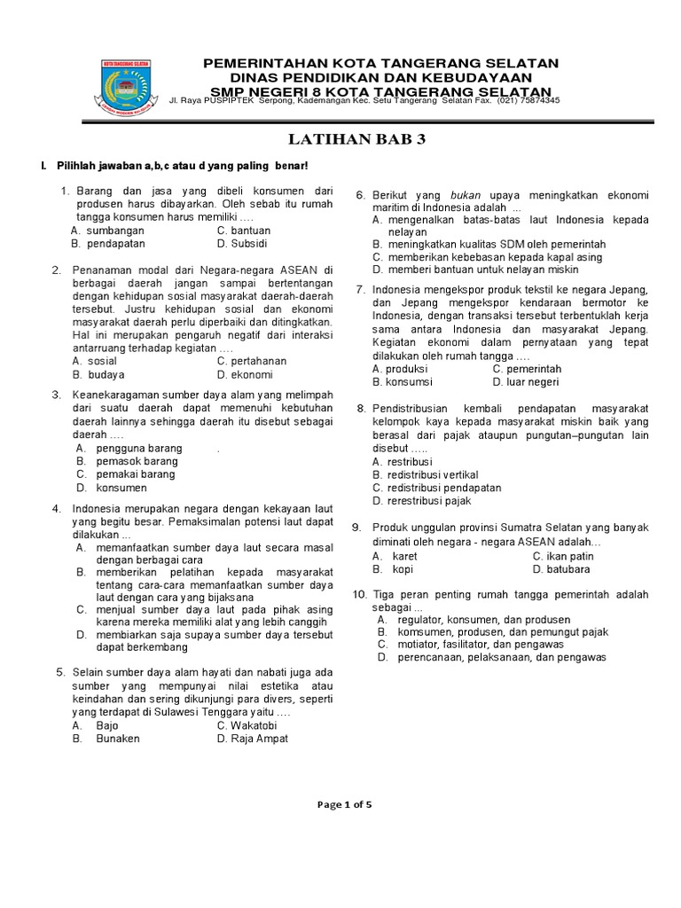 Latihan Soal Bab 3 | PDF