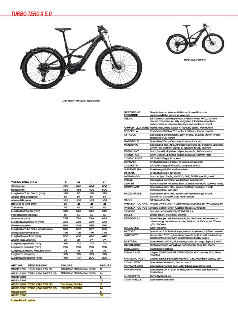 Specialized Sell Sheet TeroX 5.0 | PDF | Land Vehicles | Private Transport