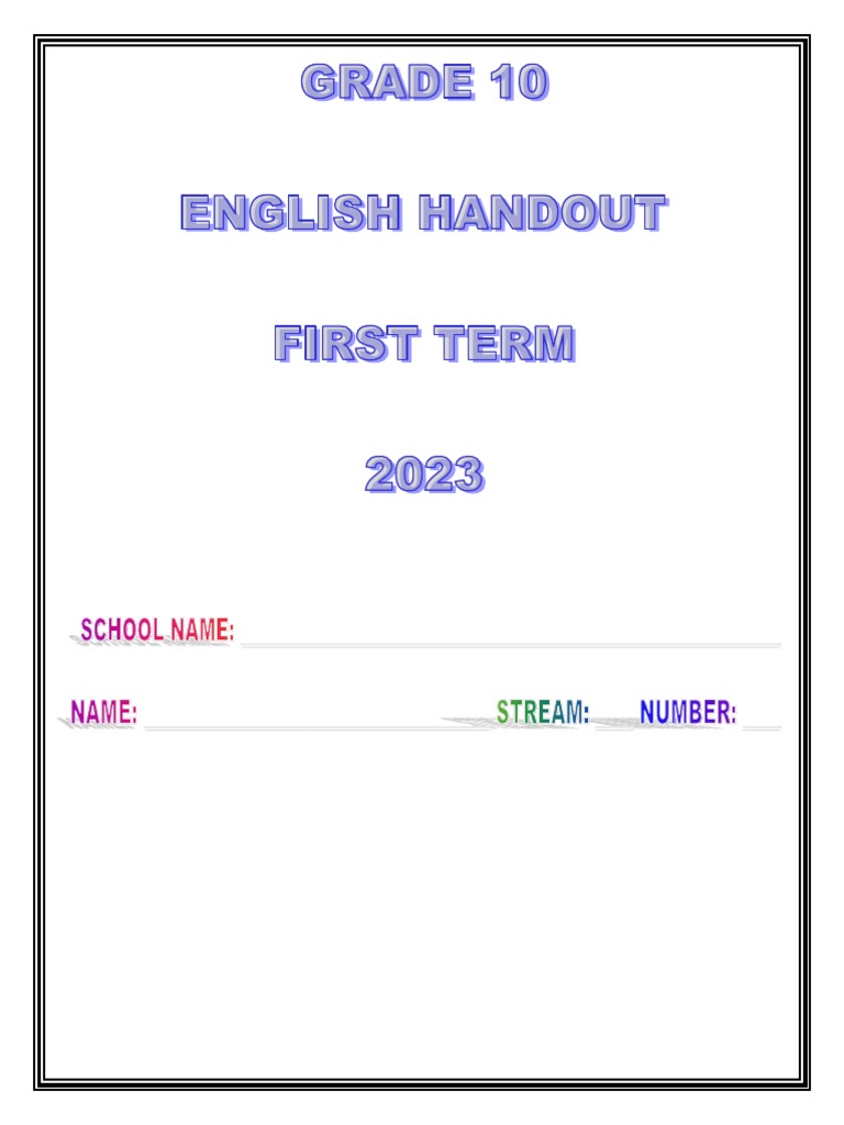 Grade 10 English Handout 1st Term 2023 | PDF | Cognitive Science | Linguistic Typology